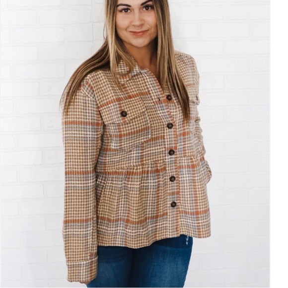 Mystree | Jackets & Coats | Mystree Anika Peplum Plaid Jacket New ...